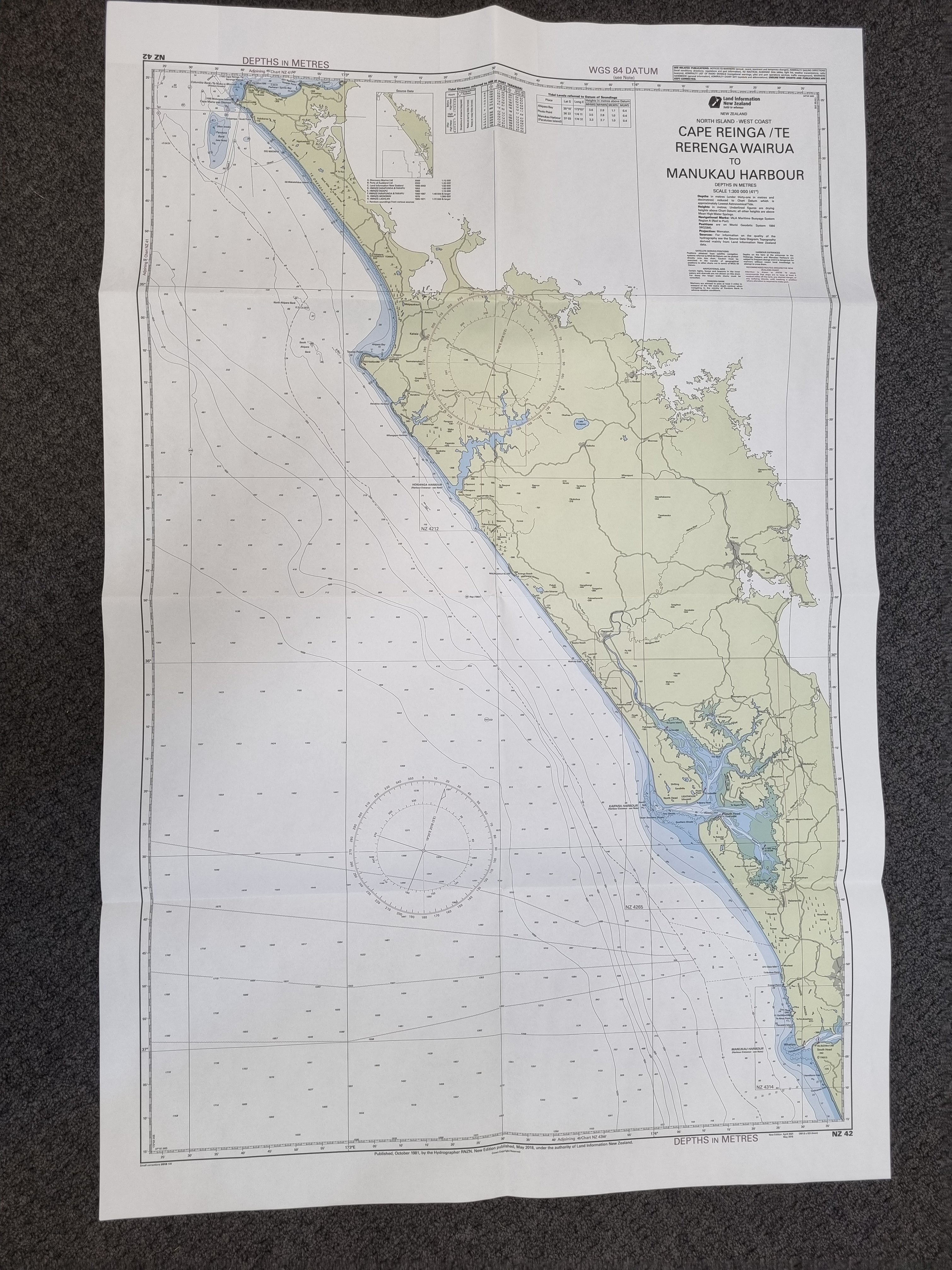Charts North Island New Zealand Top half and West Coast, South to Cook ...